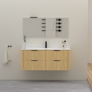 48" Floating Bathroom Vanity with Integrated countertop Rectangulare ...