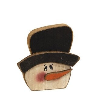 Charming Distressed Wooden Snowman Head: Festive Rustic Tabletop Decor ...