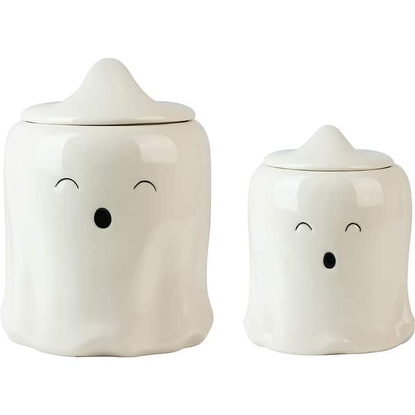 Ceramic 6" & 8" Halloween Ghost Canisters, Set of 2 - Bed Bath & Beyond ...