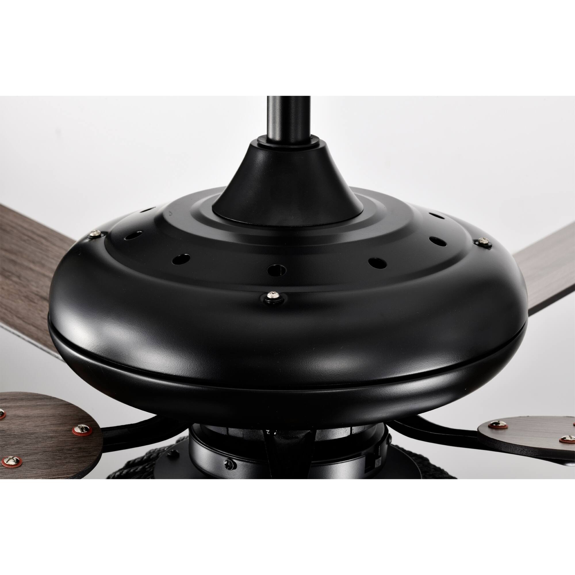 Riconic 52-Inch Matte Black Lighted Ceiling Fan with Weaved Rope Shade ...