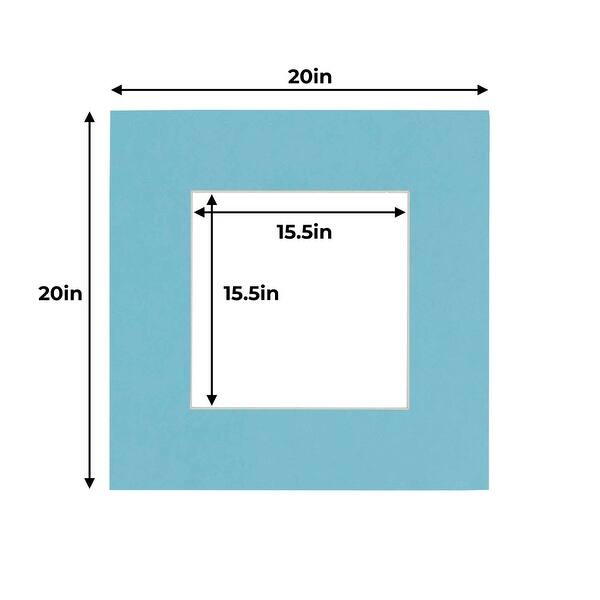 16x16 Mat for 20x20 Frame - Precut Mat Board Acid-Free Aqua Blue 16x16 ...