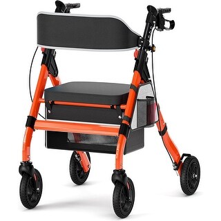 Foldable Rollator Walkers with Seat,8"Wheels,18"Big Seat,6-Position ...