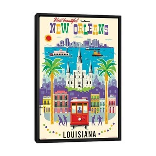 iCanvas "New Orleans Travel Poster" by Jim Zahniser Framed Canvas Print ...