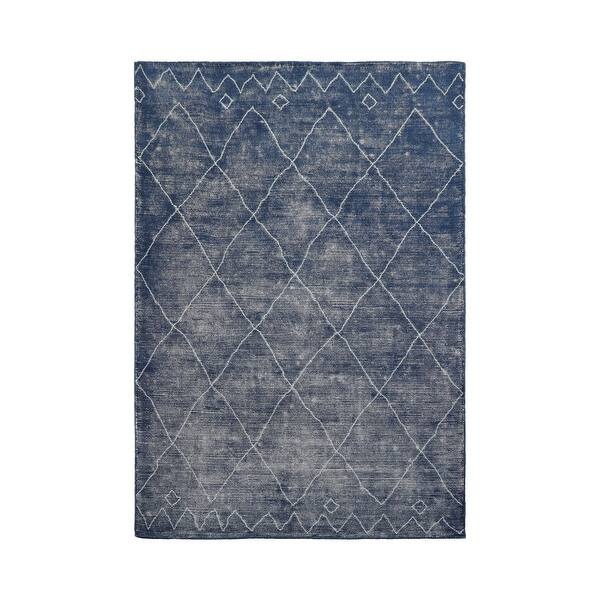 LoomBloom Moroccan Wool Navy Hand Woven Contemporary Oriental Area Rug ...