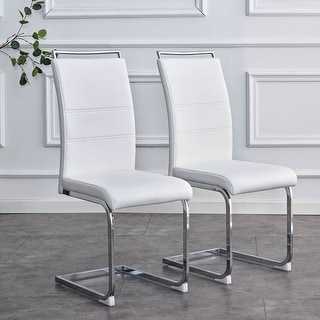 PU Faux Leather High Back Upholstered Side Chair Transverse Stripe ...