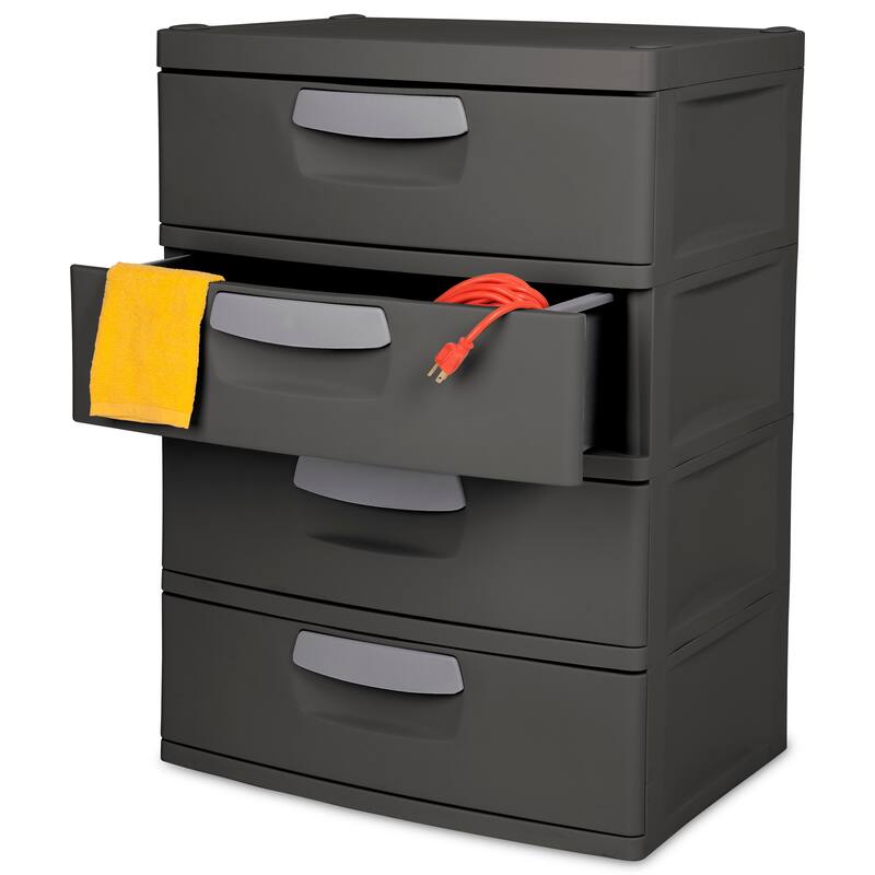 STERILITE 4-Drawer Unit, Flat Gray - 11.9 cu ft - Overstock - 28220914