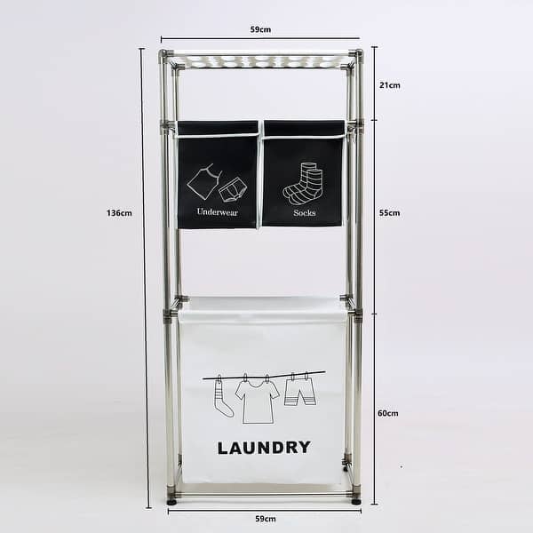 Laundry Hamper 3 Tier Laundry Sorter with 4 Removable Bags for ...