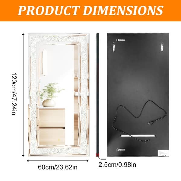 Large Sparkling Crystals Diamond Embedded Venetian Wall Mirror - 48" x ...