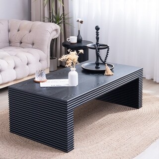 47.6" Modern Black Ribbed Coffee Table - Bed Bath & Beyond - 43112374