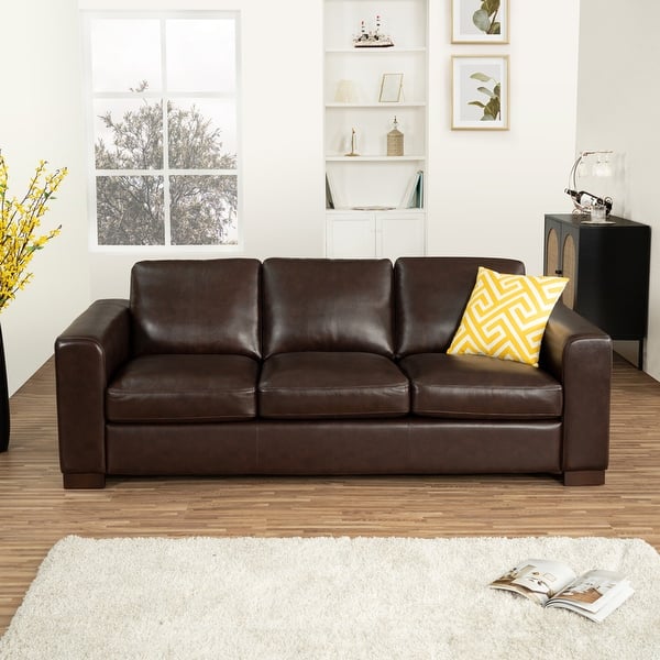 Oversized Genuine Leather Sofa - Ultimate Comfort Mid-Century Living ...