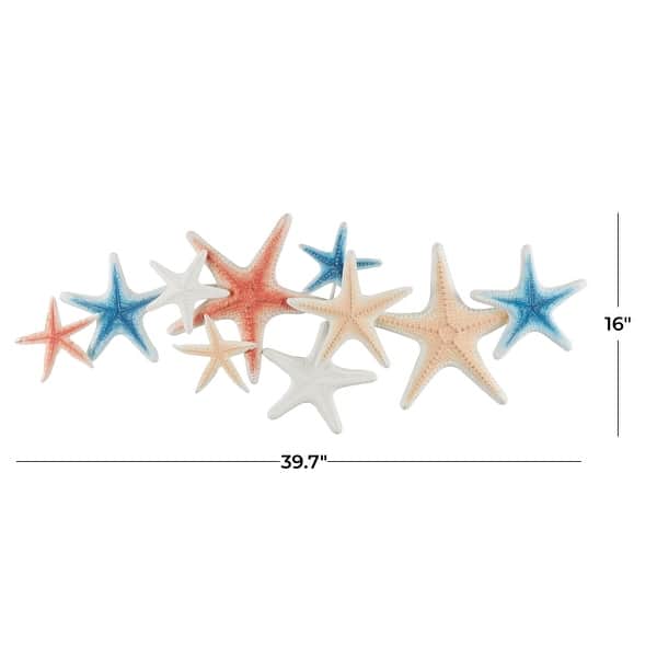 Brown Metal Layered Starfish Home Wall Decor with Blue and Red Accents ...