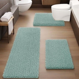 3-Piece Beige Rug Set Extra Large Memory Foam - 48"x20"+ 24"x17"+ U ...