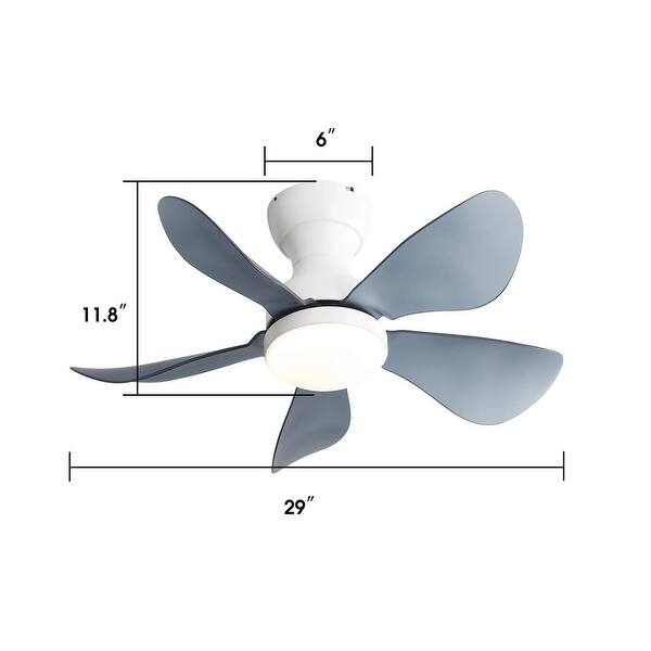 29 lnch Small Ceiling Fan Flush Mount 5 Reversible Blades with LED ...