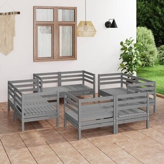 vidaXL 8 Piece Patio Lounge Set Gray Solid Pinewood - 25" x 25" x 24.6 ...