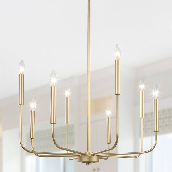 Modern Gold 8-Light Candle Chandelier Light for Dining Room - D27"xH35 ...