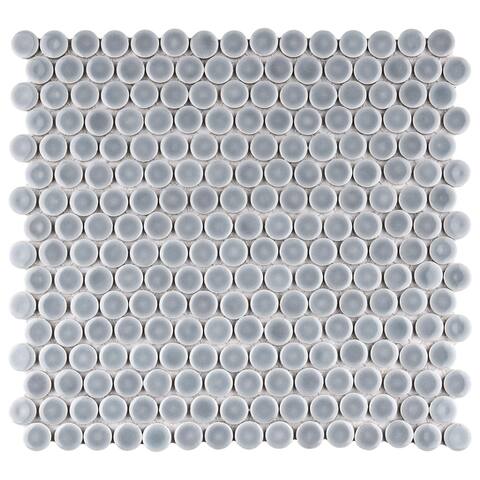 Merola Tile Pebble Blue Cloud 10-3/4" x 10-7/8" Porcelain Floor and ...