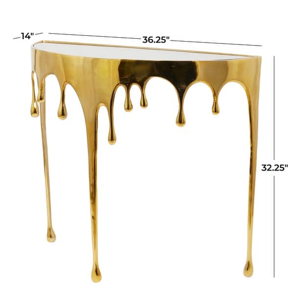 Gold Aluminum Metal Drip Console Table with Melting Designed Legs and ...