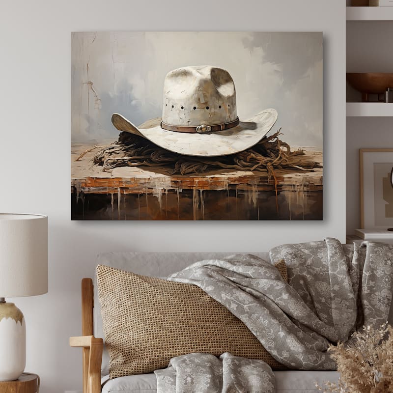 Designart "Minimalism Cowboy Hat II" Cowboys Large Metal Prints ...