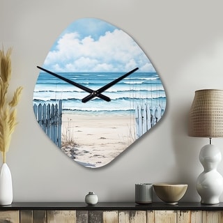 Coastal Minimalism Beach Fence II - Coastal Beach Wall Clock in Nebula ...