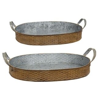 2/Set Basket Weave Embossed Metal Oval Trays - Multi - Bed Bath ...