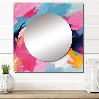 Designart "Colorful Paint Swirl Bliss I" Modern Wall Mirror - Abstract ...