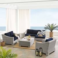 Conway Sunbrella® Outdoor Patio Wicker Rattan 5-Piece Furniture Set ...