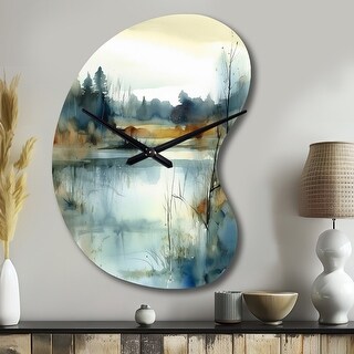 Designart - Summer Lake Landscape Illustration II - Lake Wall Clock in ...