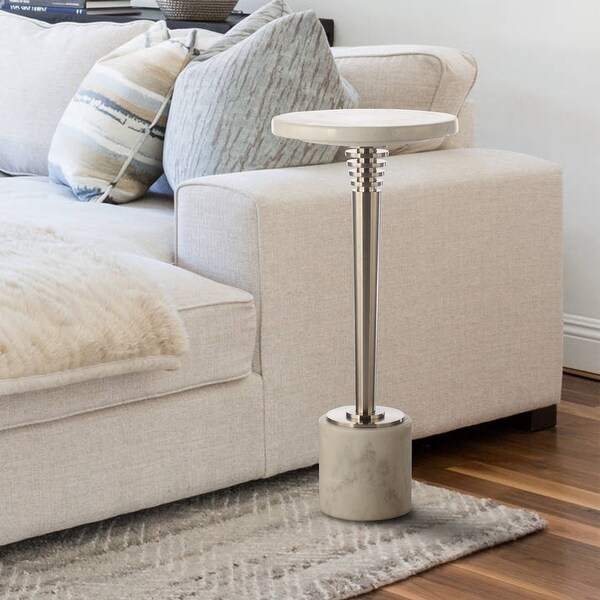 COZAYH Farmhouse Pedestal End Table, Round Martini Table Wood Plant ...
