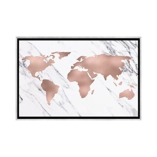 iCanvas "World Map In Rose Gold" by Nature Magick Framed - Bed Bath ...