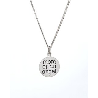 Sterling Silver Round 'mom of an angel' Pendant Necklace - White - Bed ...
