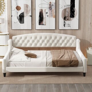 Modern Full Size Luxury Tufted Button Daybed, Comfy Platform Bed Frame ...