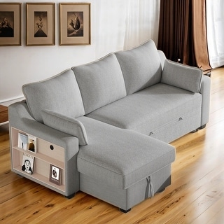 Convertible L-Shaped Sleeper Sofa Bed With Storage And USB Ports - Bed ...