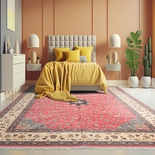 Hand Knotted Nain Raspberry Wool Traditional Oriental Area Rug - 9' x ...