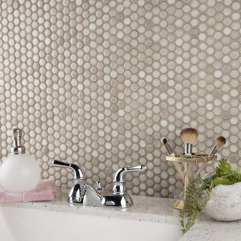 Merola Tile Hudson Penny Round Brownstone 11-7/8" x 12-5/8" Porcelain ...