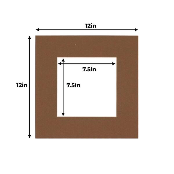12x12 Mat for 8x8 Photo - Aged Oak Brown Matboard for Frames Measuring ...