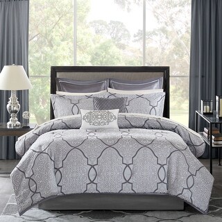 12 Piece Comforter Set with Cotton Bed Sheets Silver - Bed Bath ...