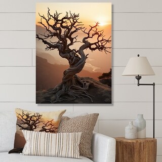 Designart "Silence Of The Single Tree At Stunning Sunset" Landscape ...