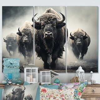 Designart "Grey Buffalo Gentle Guardians I" Animals Wall Art Print Set ...