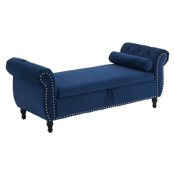 Navy blue storage ottoman bench store