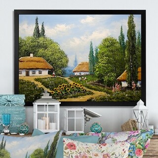Designart "Old Rural Village Lanscape XIII" Traditional Framed Art ...