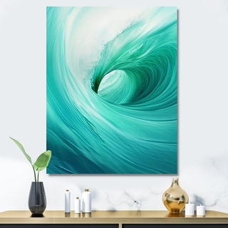 Designart "Turquoise Wondrous Wave Spiral" Abstract Spirals Wall Art ...