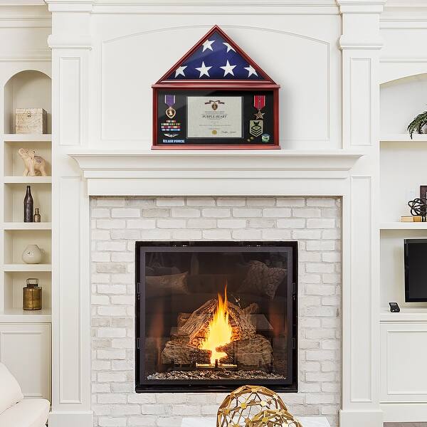 Shadow Box Memorial Flag Display Case fits 5' x 9' Flag by Reminded ...