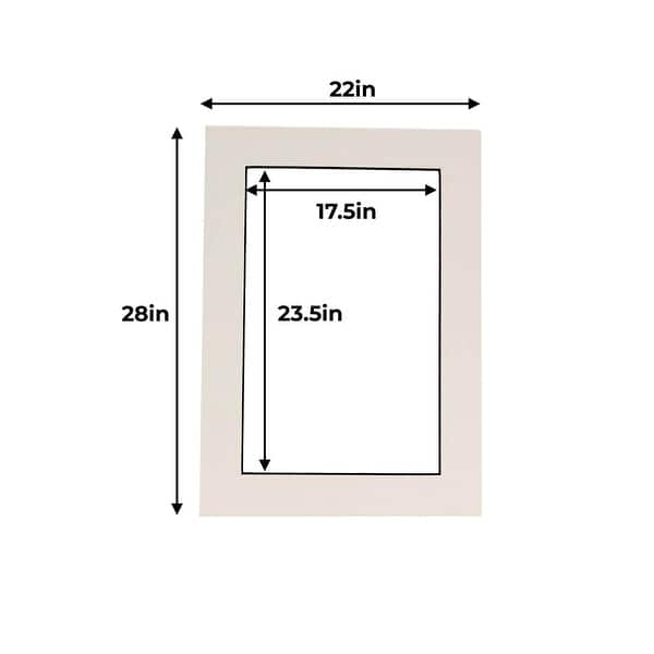 22x28 Mat for 18x24 Photo - White with Black Core Matboard for Frames ...