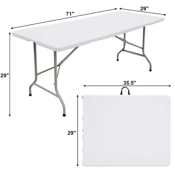 6ft Plastic Rectangle Folding Table, White - Bed Bath & Beyond - 37605840