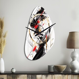 Black Red Multifaceted Whirls - Cubism Large Wall Clocks - Modern Wall ...