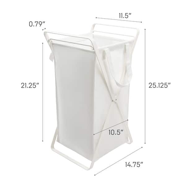 Yamazaki Home Laundry Hamper with Cotton Liner - Two Sizes, Steel and ...