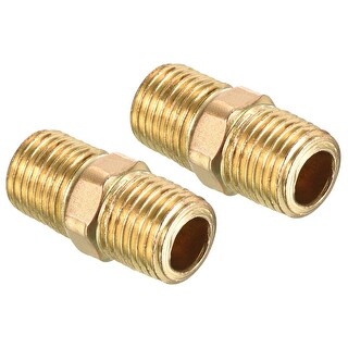 Pipe Fitting 1/4PT Male Thread Hex Extension Connector Adapter Gold ...