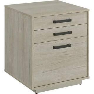 25 Inch Slim File Cabinet, 3 Gliding Drawers, Whitewashed Gray Wood ...