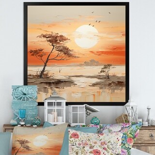 Designart "Sunsets Simplicity Desert Solitude " Minimalism Framed Wall ...