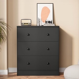 3 Drawer Dresser, Black Dresser for Bedroom, Storage Dressers with Wide ...